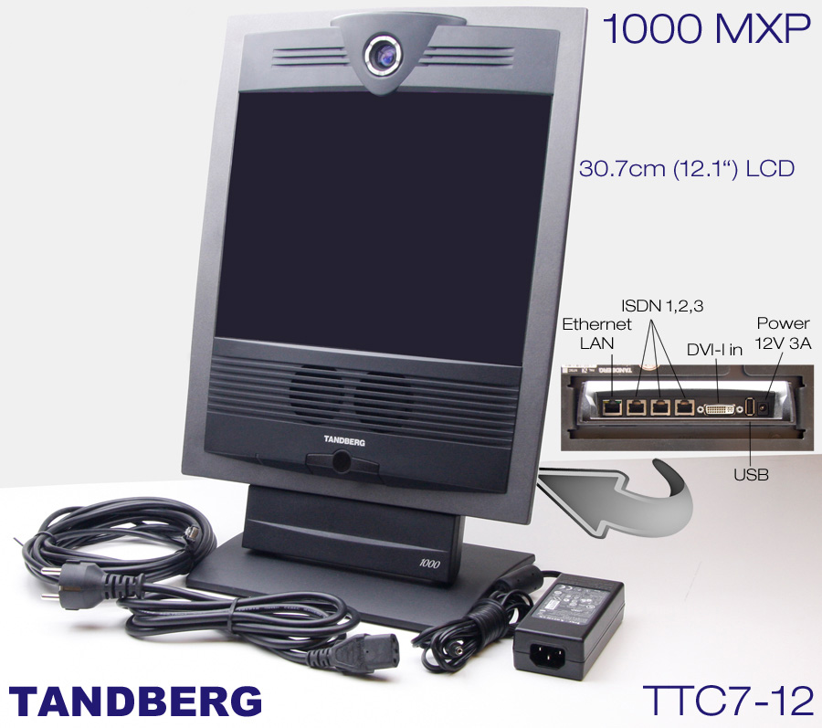 TANDBERG 1000 MXP TTC7-12 DESKTOP VIDEO CONFERENCE SYSTEM PAL REMOTE ...
