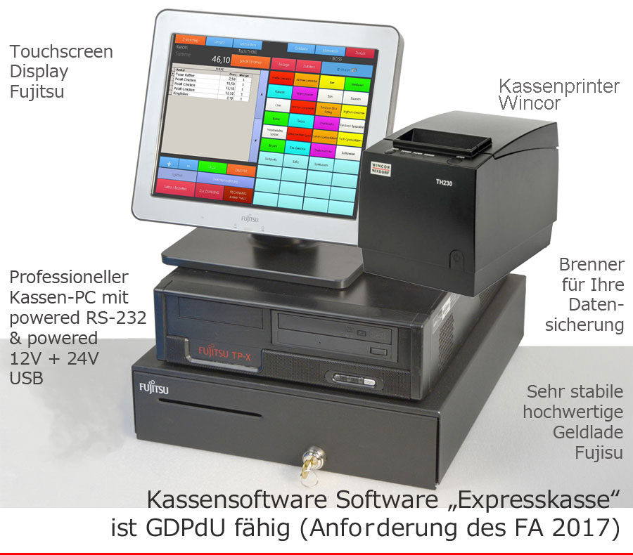KASSENSYSTEM KASSE TOUCHSCREEN BONPRINTER FÜR EINZELHANDEL ...