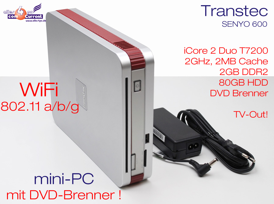 MINI-COMPUTER TRANSTEC SENYO 600 CORE2DUO 2Ghz 80GB 2GB DVI SVGA TV-OUT ...