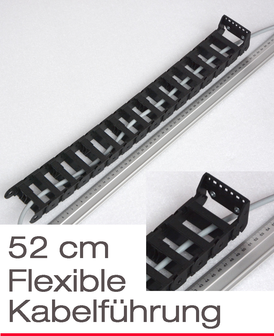 KABELFÜHRUNG 20x60mm 52cm FLEXIBLER KABELKANAL SCHLEPPKETTE KETTEN ...